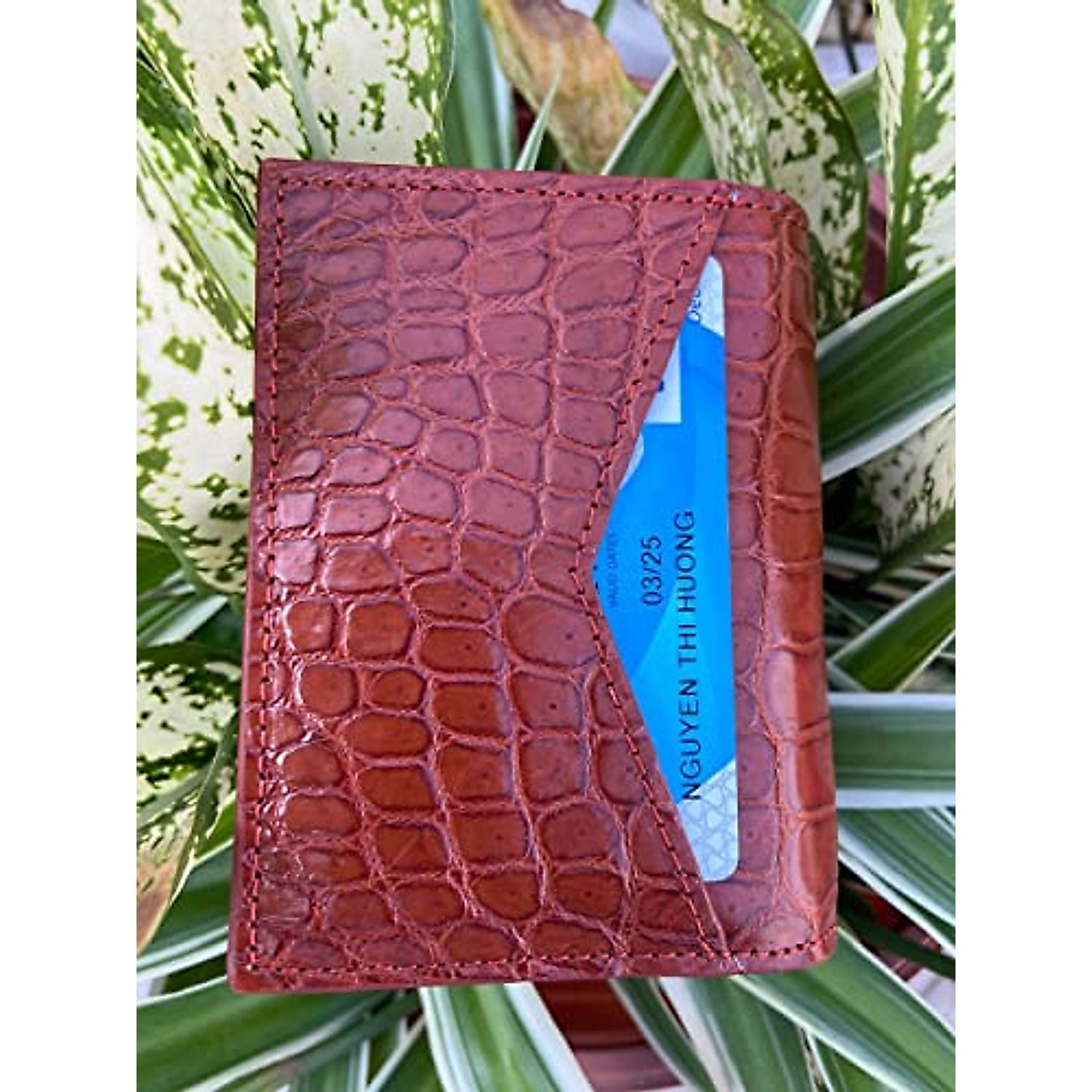 Double side Brown Crocodile Alligator leather skin Credit Cardholder, leather credit cardcase, leather creditcard cover