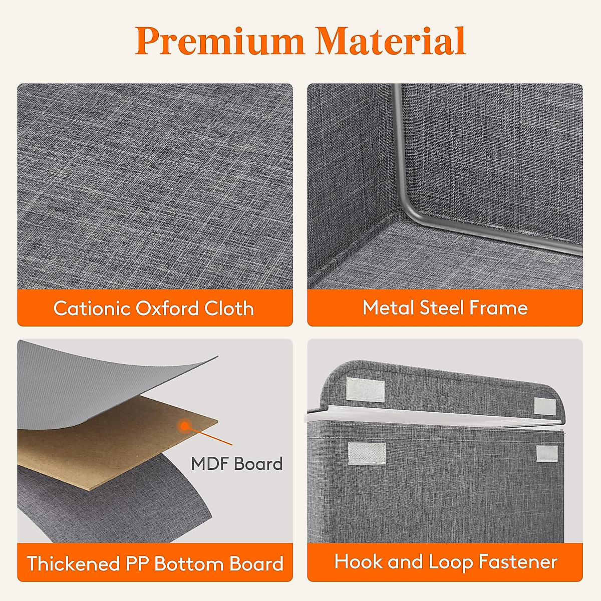 Lifewit Fabric Storage Boxes 6 Pcs, Stackable Storage Bins with Clear Lids, Foldable Oxford Cloth Cube Closet Organizer Baskets, Clothes Containers for Towels, Blankets, Books, Light Grey-Large