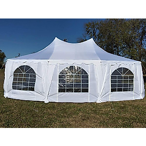 Delta 29'x21' Decagonal Party Tent Canopy, Wedding Tent Gazebo, Heavy Duty Outdoor Event Shelter, Water Resistant, White