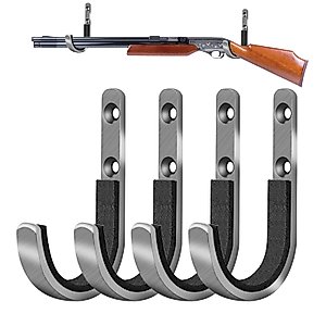 PIHSSFULL Secure Gun Hooks for Wall - Heavy Duty Steel Rifle and Shotgun Rack with Soft Padding for Safe Storage and Display