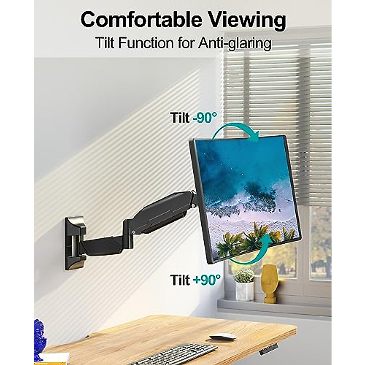 MOUNT PRO Monitor Wall Mount for Max 35 Inch/26.4lbs Ultrawide Computer Screen, Premium Heavy Duty Single Monitor Arm, Full Motion Wall Monitor Mount with VESA Extension Kit, Max VESA 200x200mm