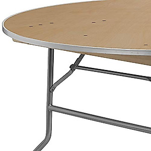 Flash Furniture 5-Foot Round HEAVY DUTY Birchwood Folding Banquet Table with METAL Edges