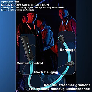 DECWIN Neckband Wearable Wireless Headphones,Bluetooth LED Light Show Earphones,Night Running LED Headphone with Mic TF Music Waterproof
