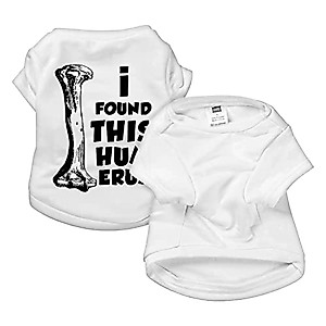 I Found This Humerus Dog T-Shirt - Text Design Dog Shirt - Funny Dog Clothing - White, L