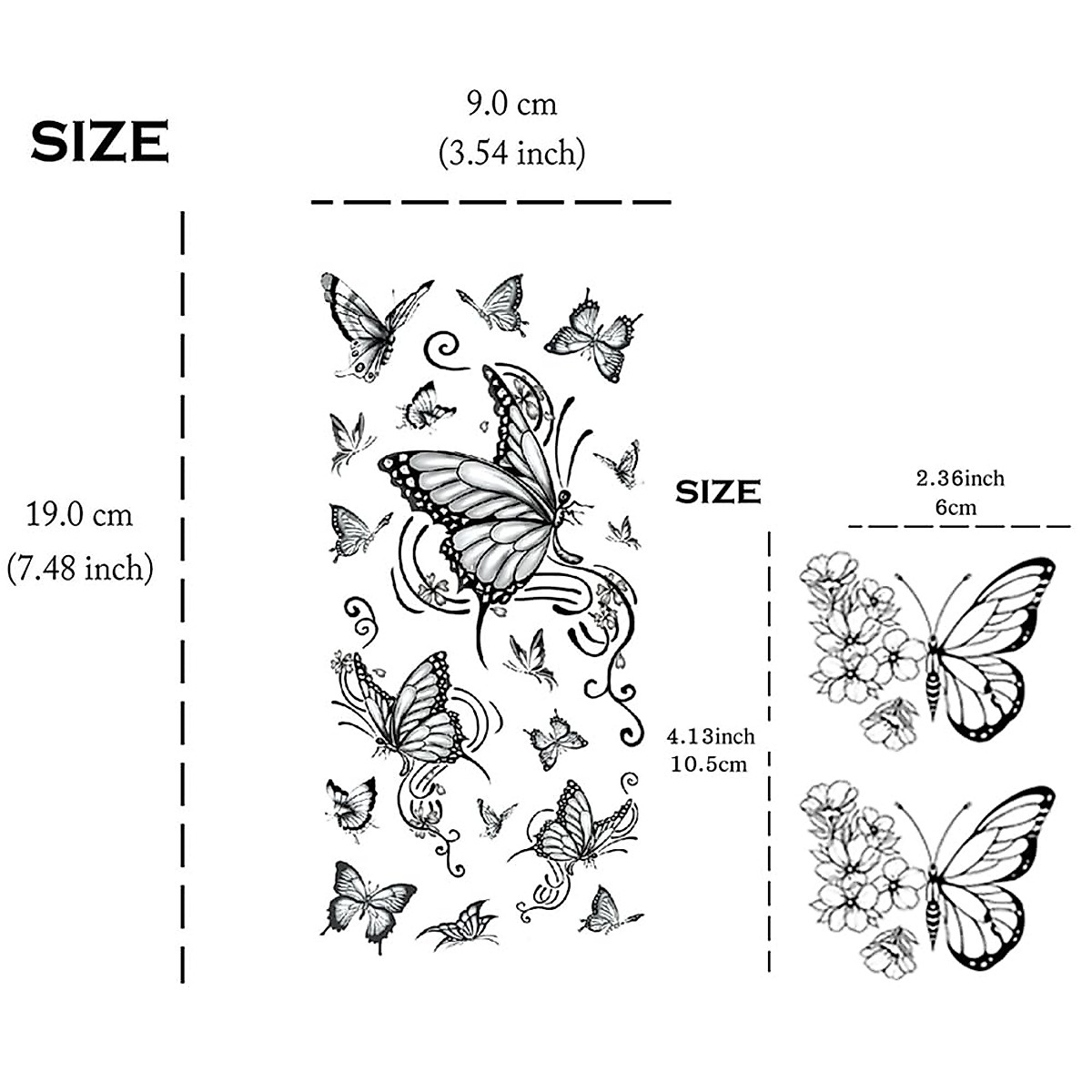 Black Butterfly Temporary Tattoos for Women Sexy 9 Pcs by Yesallwas,Waterproof long lasting Fake Tattoos Stickers for Arms Shoulders sexy body tattoos