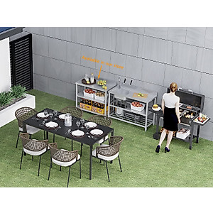 Free Standing Stainless-Steel Single Bowl Commercial Restaurant Kitchen Sink Set w/Faucet & Drainboard, Prep & Utility Washing Hand Basin w/Workbench & Double Storage Shelves Indoor Outdoor (47in)