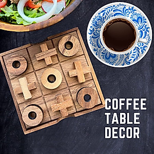 NUTTA - TicTacToe Wooden Game Size 5.5 X 5.5 inches Tic Tac Toe Wooden Board Games Coffee Table Desk Toy Fun Game Friends and Family Adult Games Travel Backyard Indoor Outdoor Decorative Decor Room