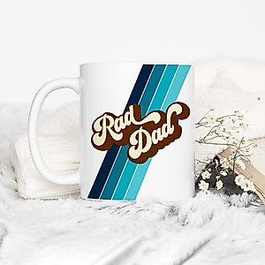 Rad Dad Retro Coffee Mug, Father Cup from Kids, Daughter, Son, Wife (11oz)