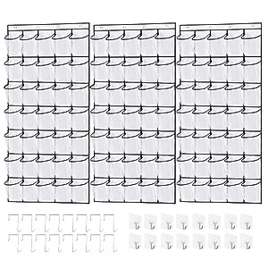 Olutacot 3 Pcs 105 Large White Mesh Pockets 35 Pockets Over The Door Shoe Organizer with 16+16 Hooks Hanging Shoe Organizer Hanging Shoe Rack Shoe Holder Hanger for Closet Bedroom Dorm