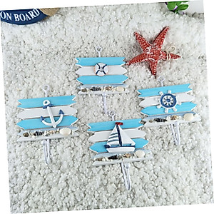 FUNOMOCYA 2Pcs Mediterranean Style Hooks Decorative Wall Hook Nautical Coat Hanger Ocean Decor Key Hanger Hooks Beach Wall Hook Home Decoration Wood Decor Wall Hanger Wall Mount Towel Wooden