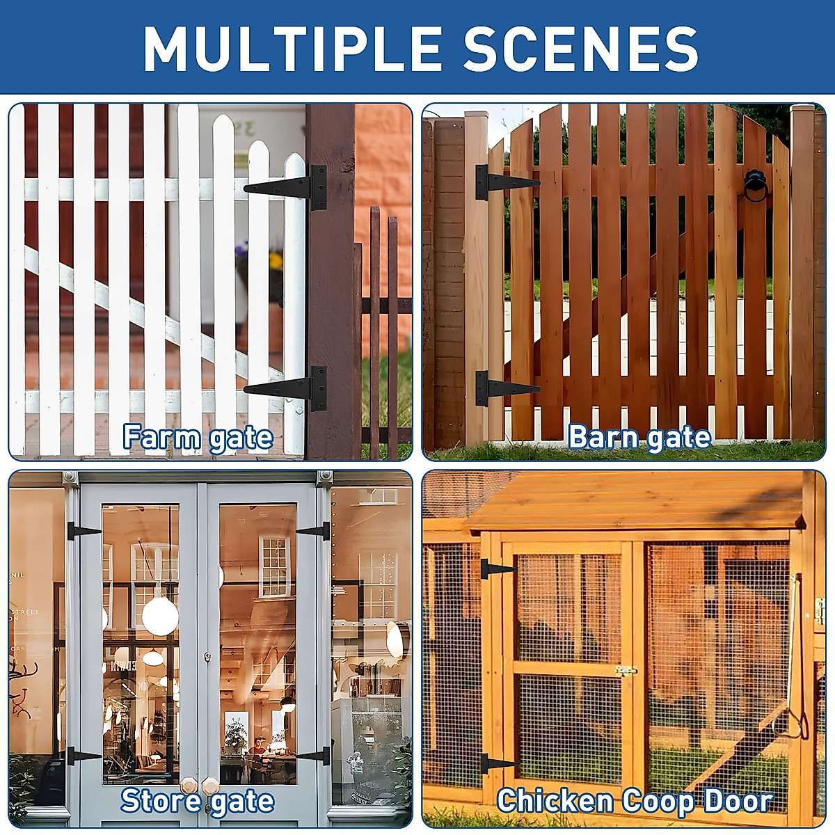 TamBee 5Inch Shed Door Hinges T-Strap Barn Door Hinges Outdoor Heavy Duty Hinges for Wood Wrought Hinges Hardware(2PCS)