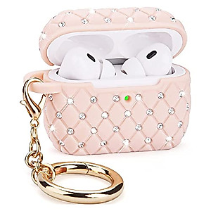 VISOOM Airpods Pro 1st Generation Case - Airpod Pro Bling Cases Cover Women 2022 Crystal TPU Hard Protective iPod Pro Wireless Charging Case Girl Keychain for Apple Airpods Pro 1