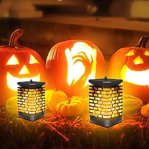 Solar Lanterns Outdoor Waterproof, Arzerlize Hanging Solar Powered Lights Dancing Flame Flickering Garden Decoration Outside Led Halloween Lantern Auto On/Off Patio Yard Clearance Yellow 4 Pcs