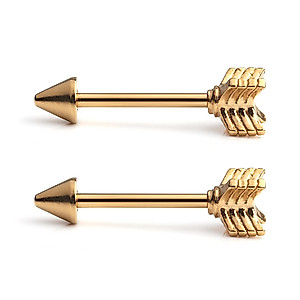 Ruifan 14G 9/16Inch Shiny Ball & Matte Ball & Arrow & Screw Nipple Tongue Shield Ring Barbell Body Piercing Jewelry Retainer 4prs(8pcs) - Mix Color