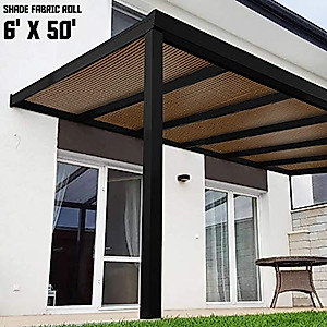 TANG Sunshades Depot 6x50' Ft Brown Sunscreen Shade Fabric Roll 95% U*V Block Privacy Screen Windscreen Shade Cloth Mesh Fabric Raw Roll No Grommets for Outdoor Garden Plant Greenhouse Barn