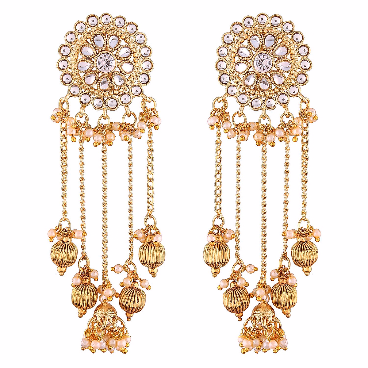 Aheli Dangle Earrings with Tassel Faux Kundan Embellishment Indian Fashion Ethnic Wedding Party Bollywood Jewelry for Women