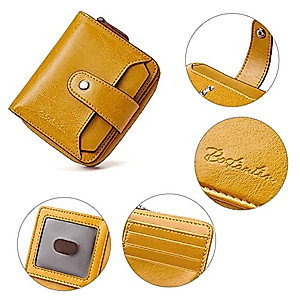 BOSTANTEN Women Leather Handbag Designer Top Handle Satchel Shoulder Bag Crossbody Purse Yellow Leather Wallets for Women RFID Blocking Zipper Pocket Small Bifold Wallet Card Case