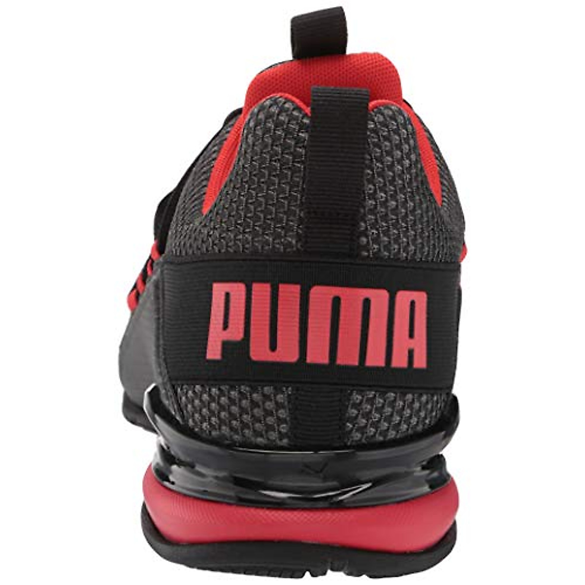 PUMA mens Axelion Running Shoe, Black/High Risk Red, 10.5 US