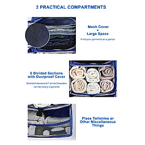 ELEZAY Hanging Packing Cubes Transformable Garment Closet Organizers Storage for Suitcases Carry on Luggage Compression Travel Bag with Shelves for Hotel Wardrobe Camper Accessories X-Large, Blue