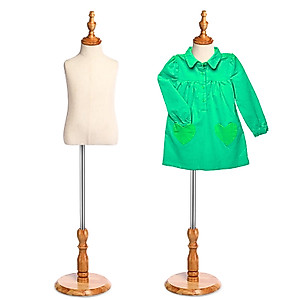 Geetery 2 Pcs Kid Dress Form Old Adjustable Toddler Clothes Mannequins Children's Mannequin with Wooden Base for Window Counter Studio Clothing Store Display (3-4 Years)