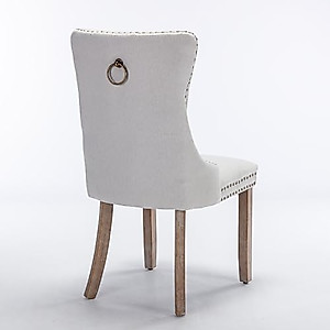 Wycian Kitchen Chair High Chair Seat, Cream Chair Vanity 2PCS Seat Height 20" Linen Foam 25.5" L 19.7" W 37.4" H Living Room Bedroom Dining Rooms