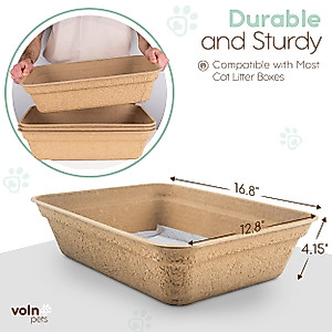 Voln Pets (4-Pack) Disposable Litter Boxes for Cats, with Odor & Liquid Absorbent Pads, Disposable Cat Litter Box, Large Disposable Litter Box, Easy Clean Litter Box, Odorless Kitty Litter Box