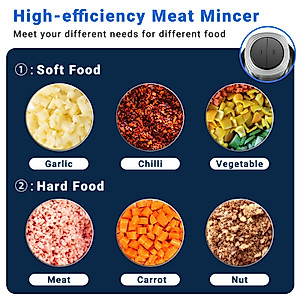 Meat Grinder Electric, AMZCHEF 500W Food Processor with Stainless Steel Bowl (8 Cup) & 2 Speed Modes, Meat Vegetable Chopper Electric with 4 Sharp Blades for Family & Baby Use