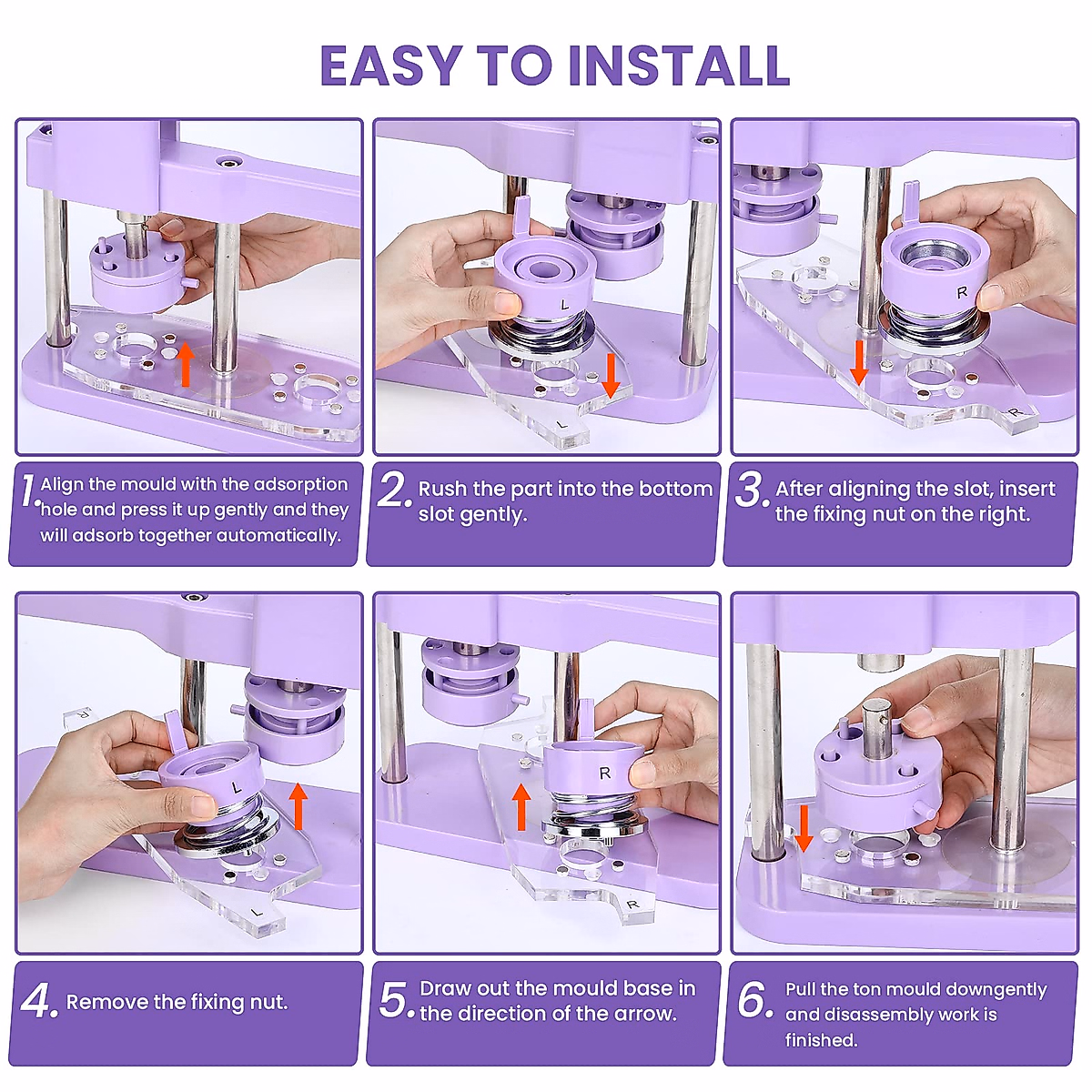 Alldeer 1+1.25+2.25 Inch Button Maker Machine Multiple Sizes - Pin Making Kit for Kids, DIY Button Maker Pin Button Machine with 300 Sets of Button Parts(Metal Cover, Plastic Pin Backs, Plastic Film)