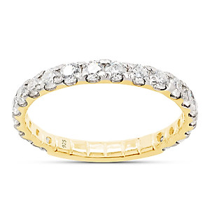 SAVEARTH DIAMONDS 1 Carat (Cttw) Round Cut Lab Created Moissanite Diamond Eternity Engagement Wedding Band Ring In 14k Yellow Gold Over Sterling Silver Jewelry For Women 1 1/2 Cttw-7