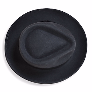 B&S Premium Doyle - Teardrop Fedora Hat - 100% Wool Felt - Crushable for Travel - Water Resistant - Unisex - Dark Grey 56