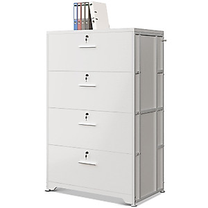AODK File Cabinet Filing Cabinet for Home Office, Large File Cabinets with Lock, Office Storage Cabinet 4 Drawer for Legal/Letter/A4 File, White