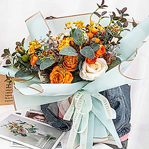 Wraps Waterproof Flower Wrapping Paper Golden Edge Gift Packaging Florist Bouquet Supplies 40 Counts - Rose Pink