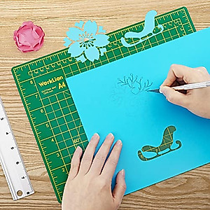 WORKLION Craft Knife and Mat Set: Precision Carving Utility Knive &10 Pcs Replacement Blades & Self-Healing Cutting Mat 12 x 9 & Multipurpose Scissors & Aluminium Ruler for Art Craft Projects