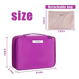 Queboom Travel Makeup Bag Cosmetic Bag Makeup Bag Toiletry bag for women and men (Deep purple)