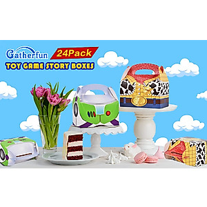 Toy Inspired Story Party Paper Box, Favor Box for Toy Game Story Party Birthday Decorations, Mix 2 designs, 24Pack.