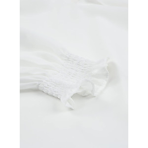 Dokotoo Spring Summer Tops for Women Trendy Elegant Ladies Tops and Blouses for Women Dressy Casual Long Sleeve Shirts V Neck Chiffon Blouses Plus Size Business Casual Tops White Blouses for Women XL