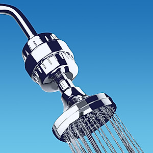 AquaBliss High Output Universal Shower Filter with Replaceable Multi-Stage Filter Cartridge – Transform Itching, Eczema & Acne into Glowing Hair, Nails & Skin Fast - Chrome (SF220)