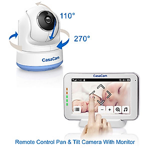 CasaCam BM200 Video Baby Monitor with 5" Touchscreen and HD Pan & Tilt Camera, Two Way Audio, Lullabies, Nightlight, Automatic Night Vision and Temperature Monitoring Capability