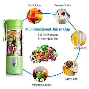 La Hestiare Portable Blender, 420ml, Green, USB Rechargeable, 7.4V Double Power Motor, 6 Blades Mixing, Safe & Easy to Clean