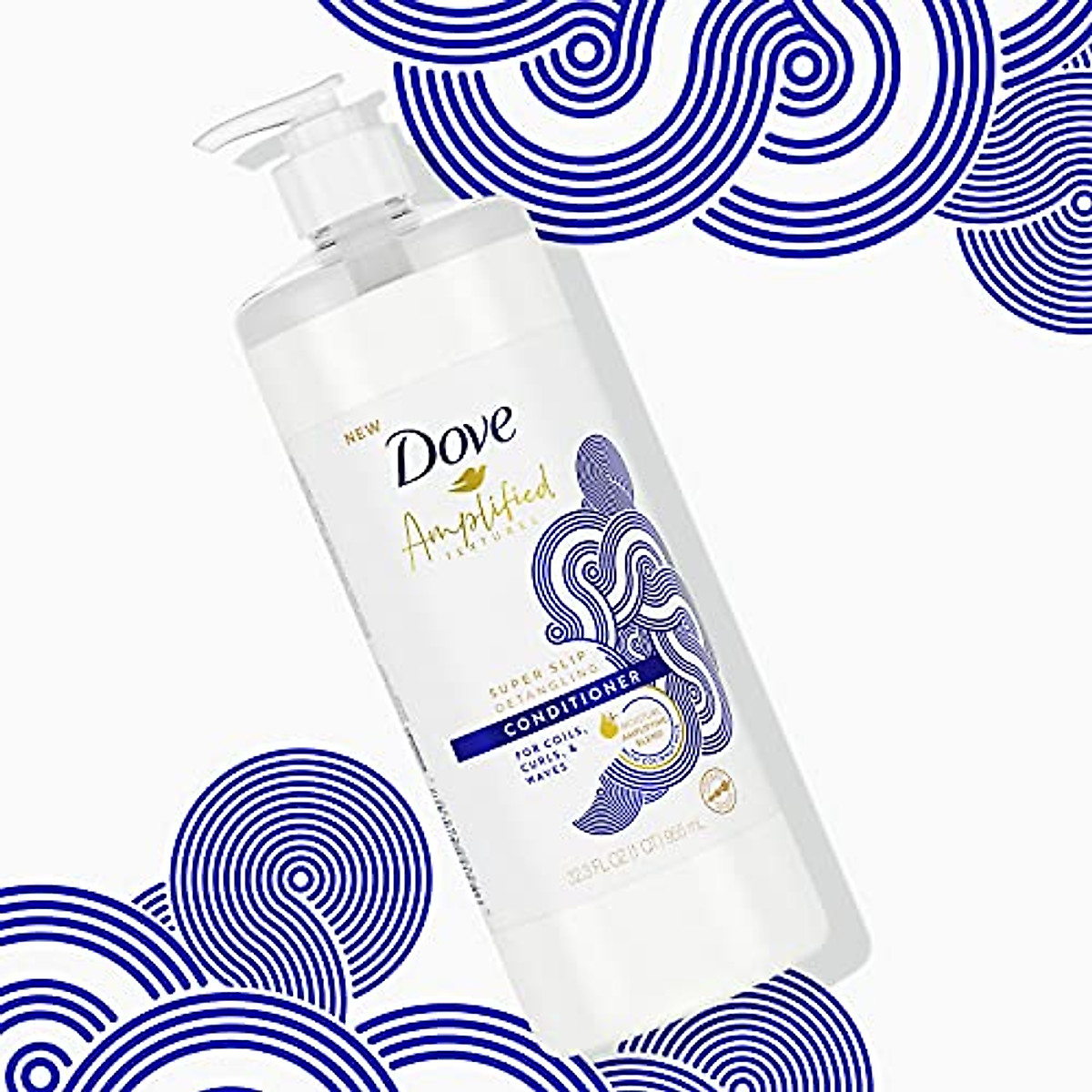 Dove Amplified Textures Deep Moisture Detangling Conditioner for Coils, Curls, and Waves Coconut Milk Hair Moisture Amplifying Hair Care Blend 32.3 oz