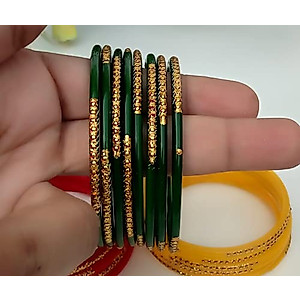 Laal Amrood Glass Bangles For Women & Girls Indian Jewelry Multi Color Chudi Set (24 Bangles)