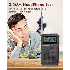 Ratakee Battery Operated Handheld AM/FM Radio with Preset, Sleep Timer and Battery Backup for Yard Work, Walking, Camping, Jogging, Fishing, 3 AA Battery Powered