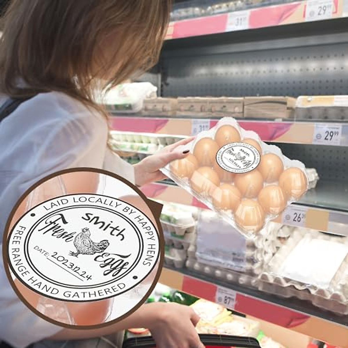 Zhanmai Plastic Egg Cartons for 12 Eggs with Sticker Labels Extra Large Duck Egg Tray Reusable Egg Container with Egg Carton Stickers Plastic Egg Holder for Refrigerator Family Market(120 Pcs)