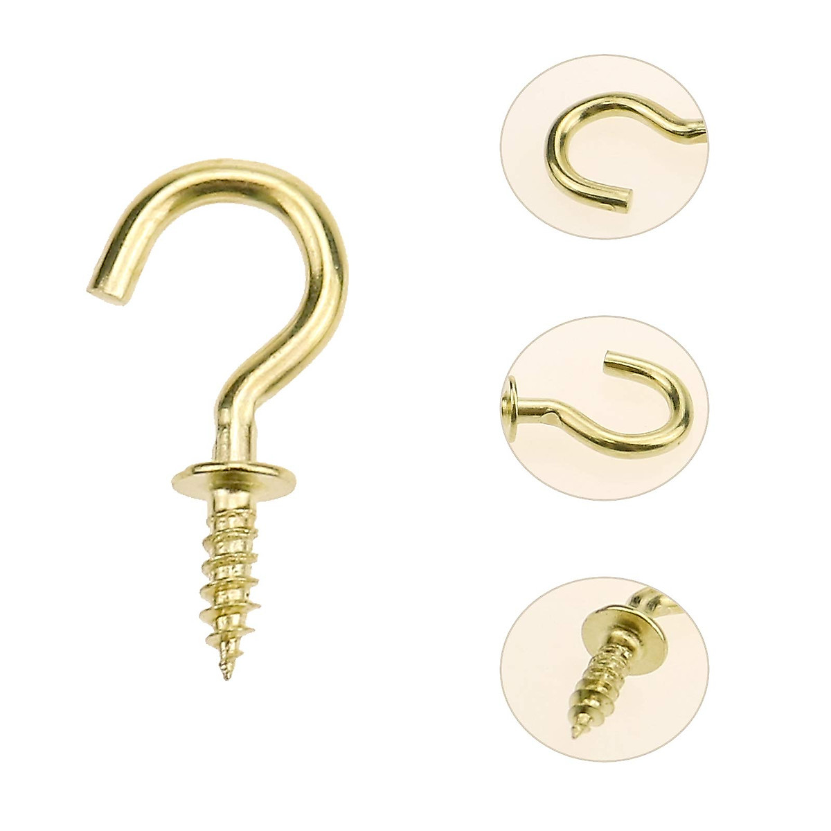 Kukiwhy Mini Ceiling Screw Hooks, 200 Pieces 3/4 Inch Cup Hooks Screw-in Hooks for Hanging Plants Mug Arts Decorations，Gold