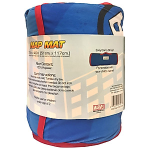 Jay Franco Marvel Super Hero Adventures Avengers Nap Mat - Built-in Pillow and Blanket Featuring Captain America - Super Soft Microfiber Kids'/Toddler/Children's Bedding, Age 3-5