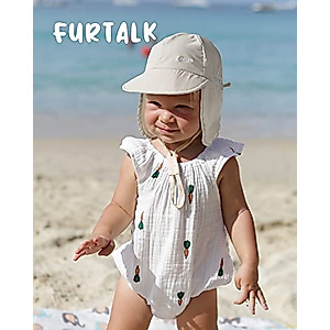 FURTALK Baby Sun Hat UPF 50+ Adjustable Baby Boys Girls Quick Drying Summer Beach Hat with Neck Flap for Traveling Swim Hat Beige