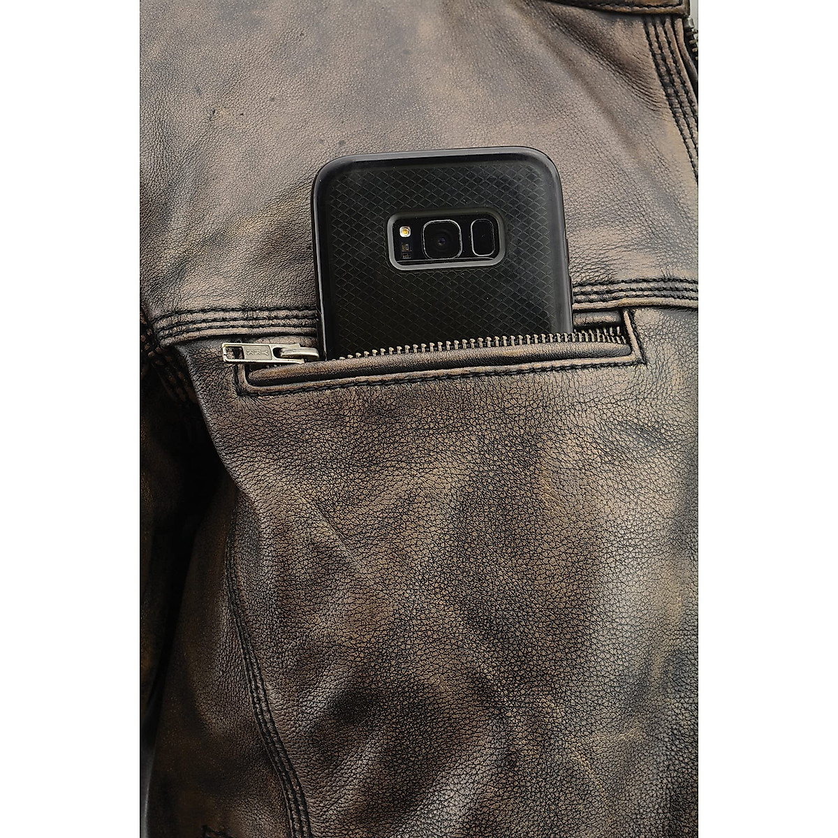 Milwaukee Leather Men's Distressed Scooter Jacket w/Venting Distressed Brown (Medium)