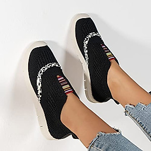 CsgrFagr Fancy Lady Fashion Casual Shoes Mesh Slip On Women Sports Shoes Flat Shoes and Shoes for Women (Black, 7.50)