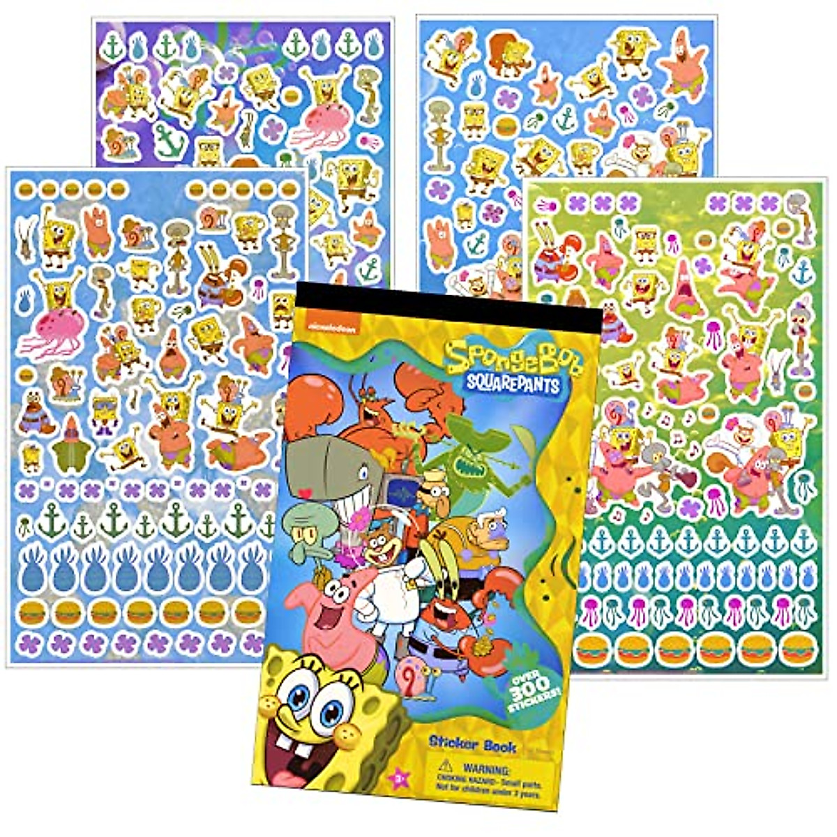 Spongebob Squarepants Stickers Activity Set- Bundle Includes Spongebob Coloring Book, Spongebob Stickers, and Door Hanger Craft, with Thank You Card to Color and Mail