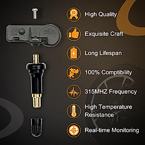 TPMS Sensor Tire Pressure Sensor 315MHz 4PCS Compatible with Ford F250 F350 F450 Focus| Lincoln MKS Mercury Milan & More Replaces# DE8T-1A180-AA, 9L3Z-1A189-A, CM5T-1A180-AA